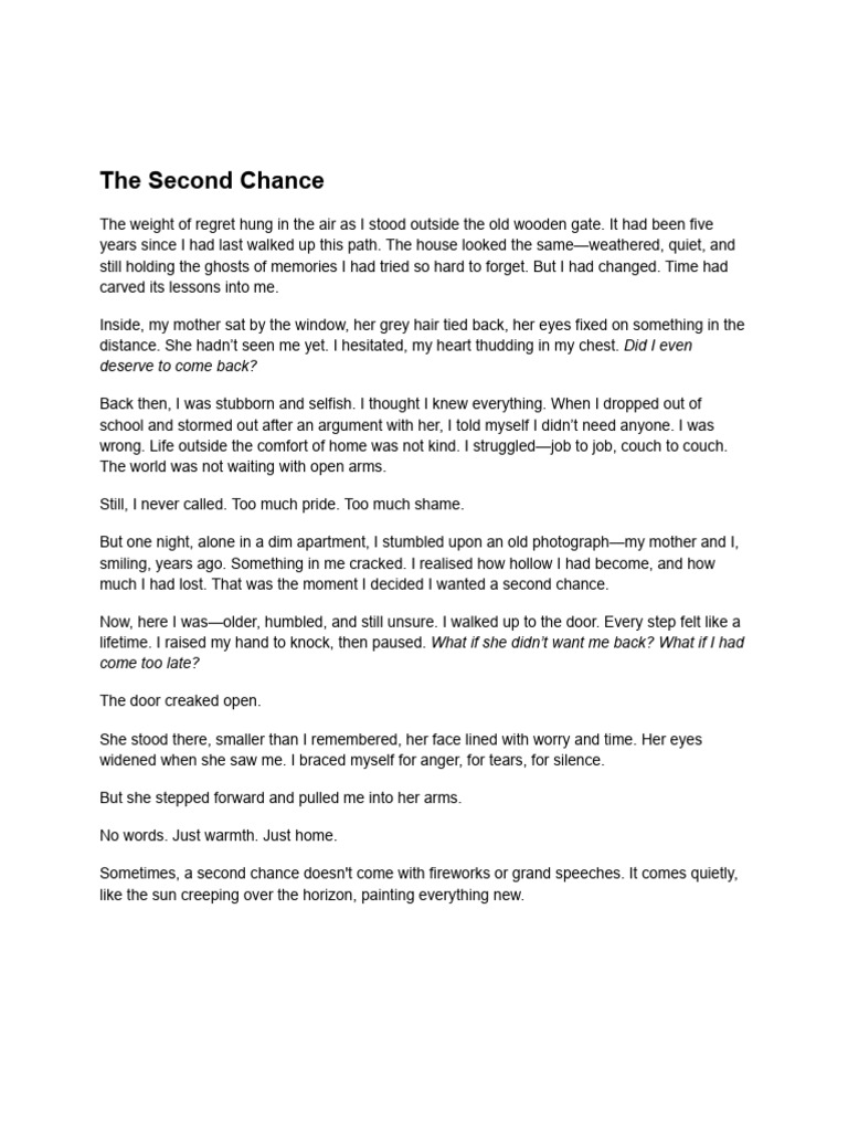 The Second Chance Story (2) - 1 | PDF