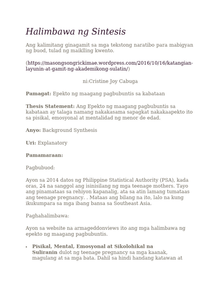 Halimbawa NG Sintesis | PDF