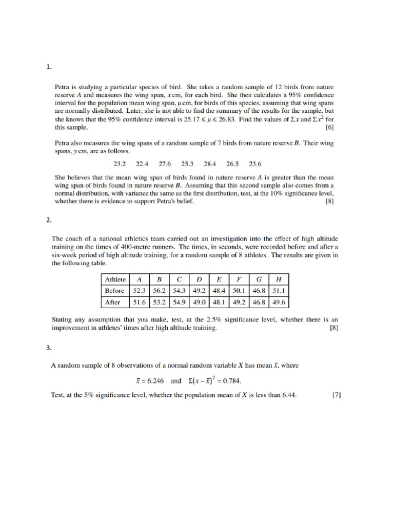 FS Inferential Statistics Worksheet 1 | PDF