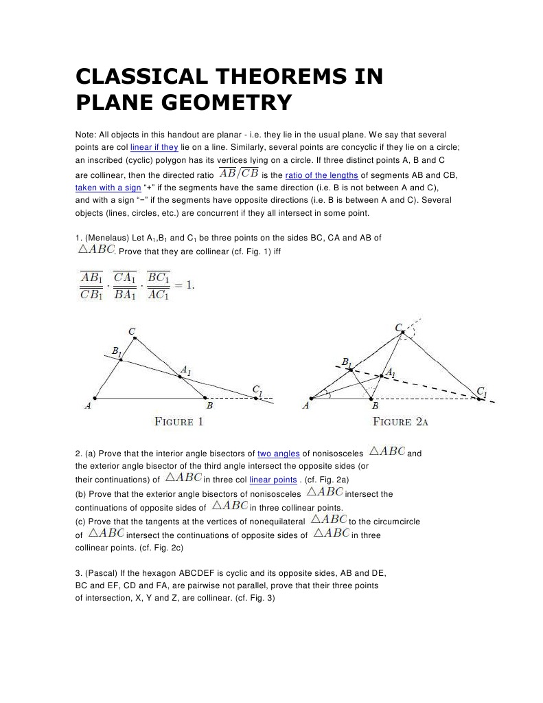 Classical Theorems in Plane Geometry | PDF | Circle | Perpendicular