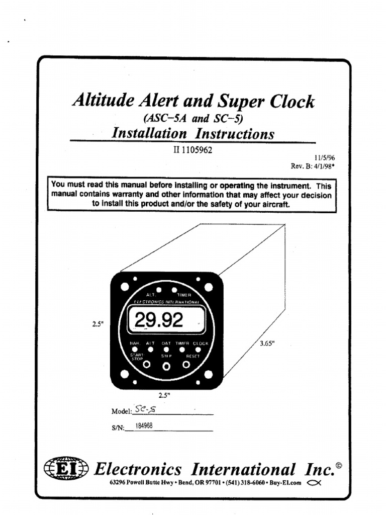 EI - Altitude Alert and Super Clock Manual | PDF