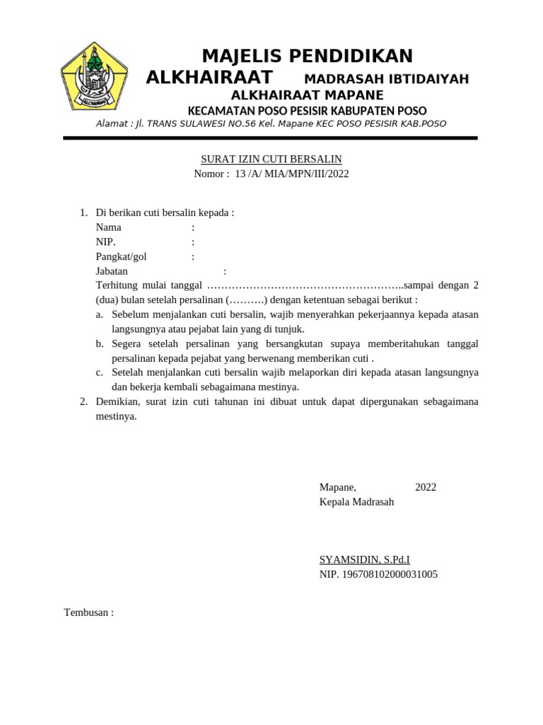 Surat Cuti | PDF