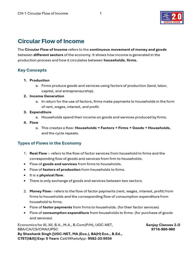 Circular Flow of Income | PDF | Income | Economies