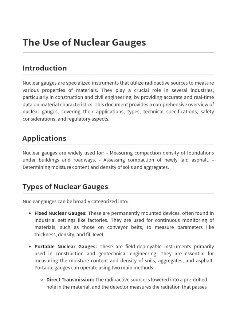 Nuclear Gauge Safety and Applications | PDF | Ionizing Radiation ...