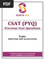 Mixture and Alligation CAT PYQs Questions | PDF | Ratio | Chemistry