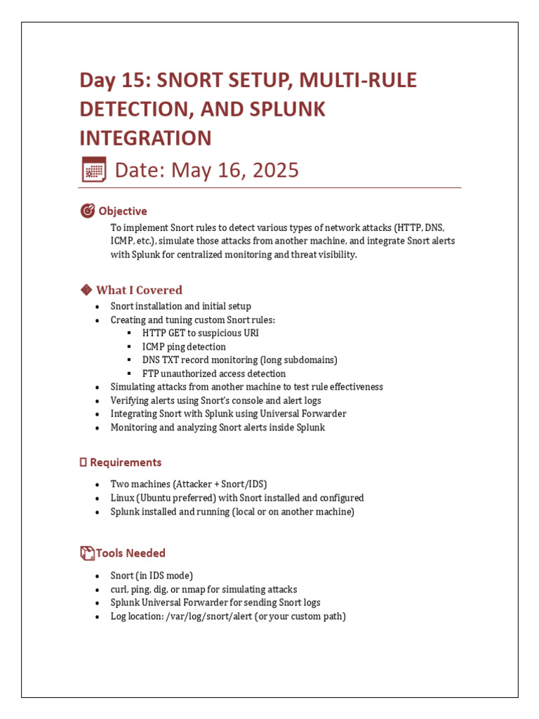 Snort IDS Setup and Splunk Integration | PDF | Port (Computer ...