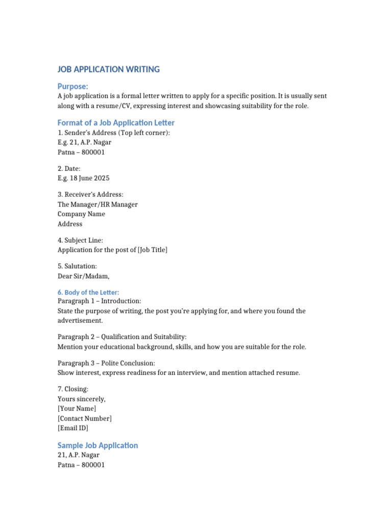 Job Application Letter Guide | PDF