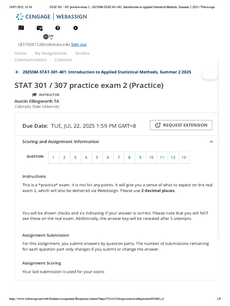 STAT 301 Practice Exam 2 Overview | PDF | P Value | Confidence Interval