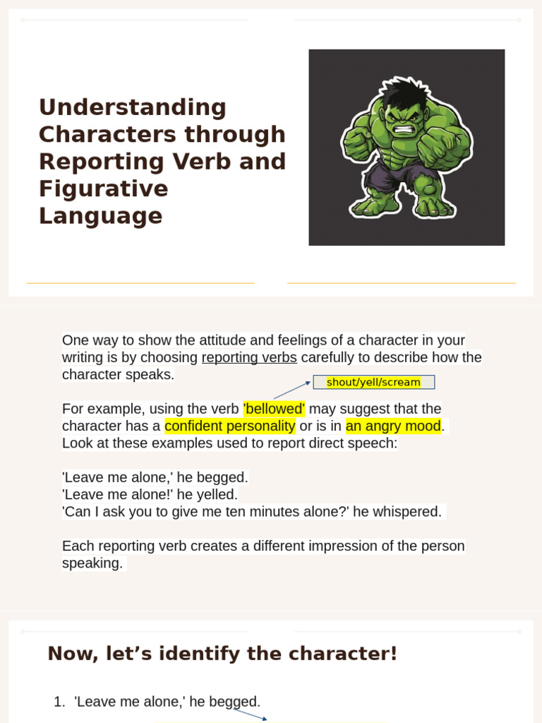 Understanding Characters Through Reporting Verb and Figurative Language ...