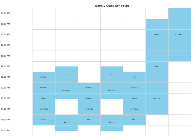 Weekly Class Schedule | PDF