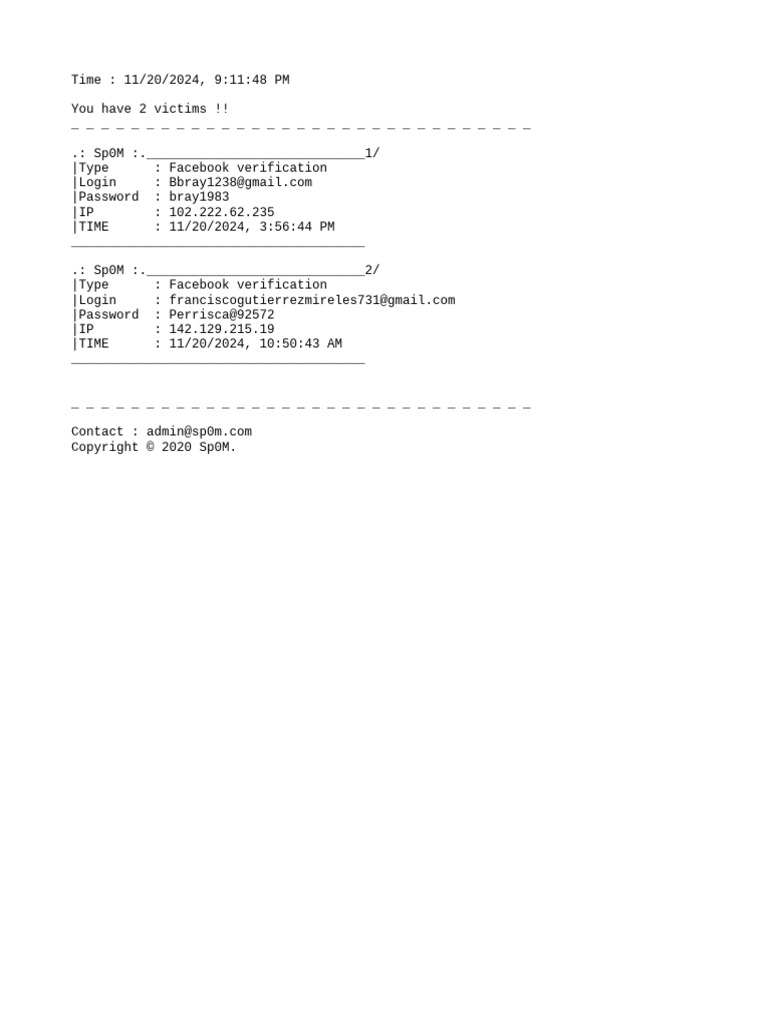 Sp0m Victims (2024_11_20) | PDF