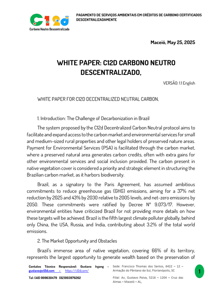 C12D Decentralized Carbon Credit System | PDF | Climate Change ...
