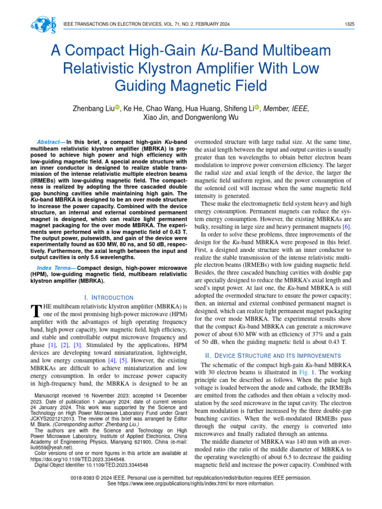 A Compact High-Gain Ku - Band Multibeam Relativistic Klystron Amplifier ...