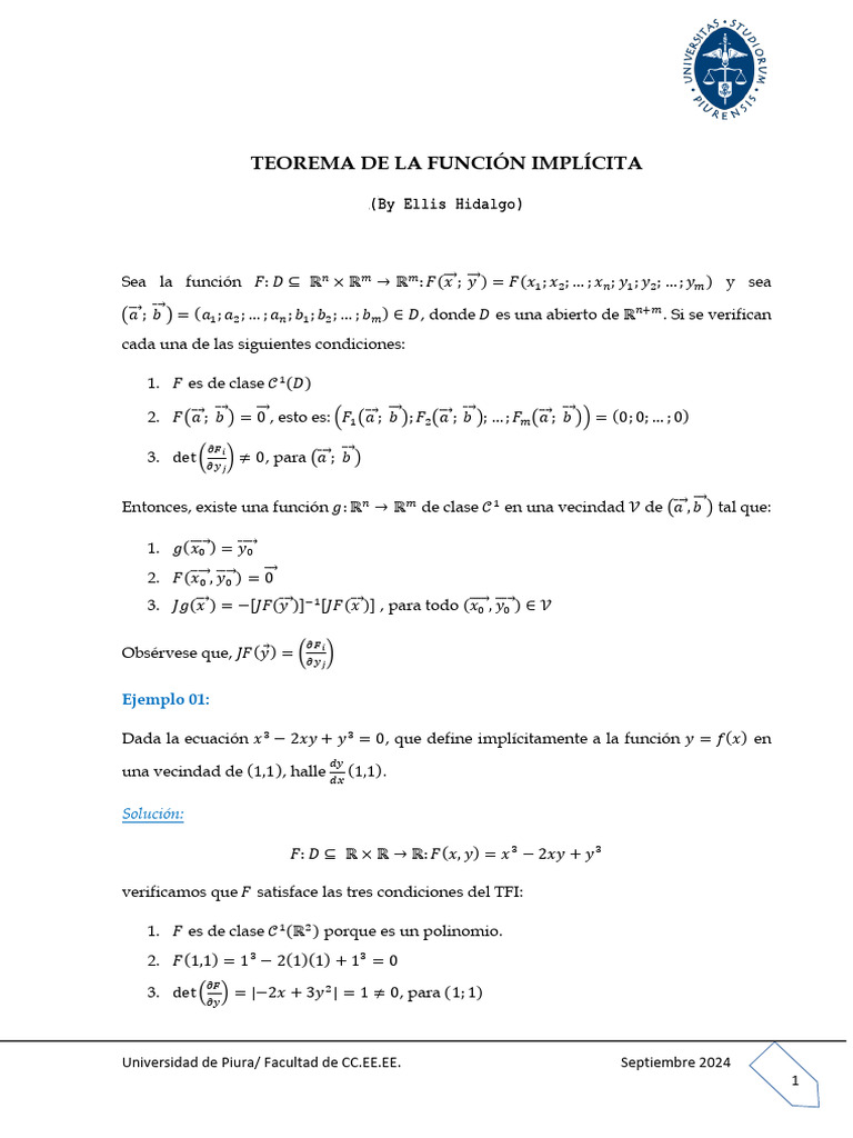 Teorema de la Función Implícita | PDF | Variable (Matemáticas ...