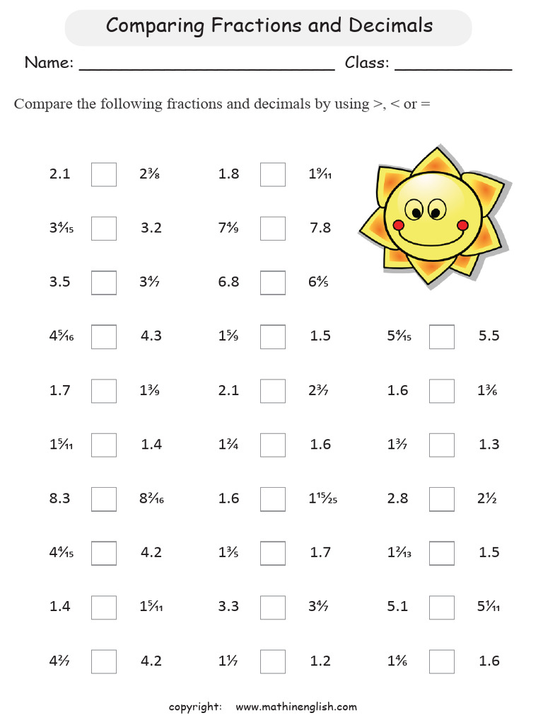 Comparing Fractions and Decimals | PDF