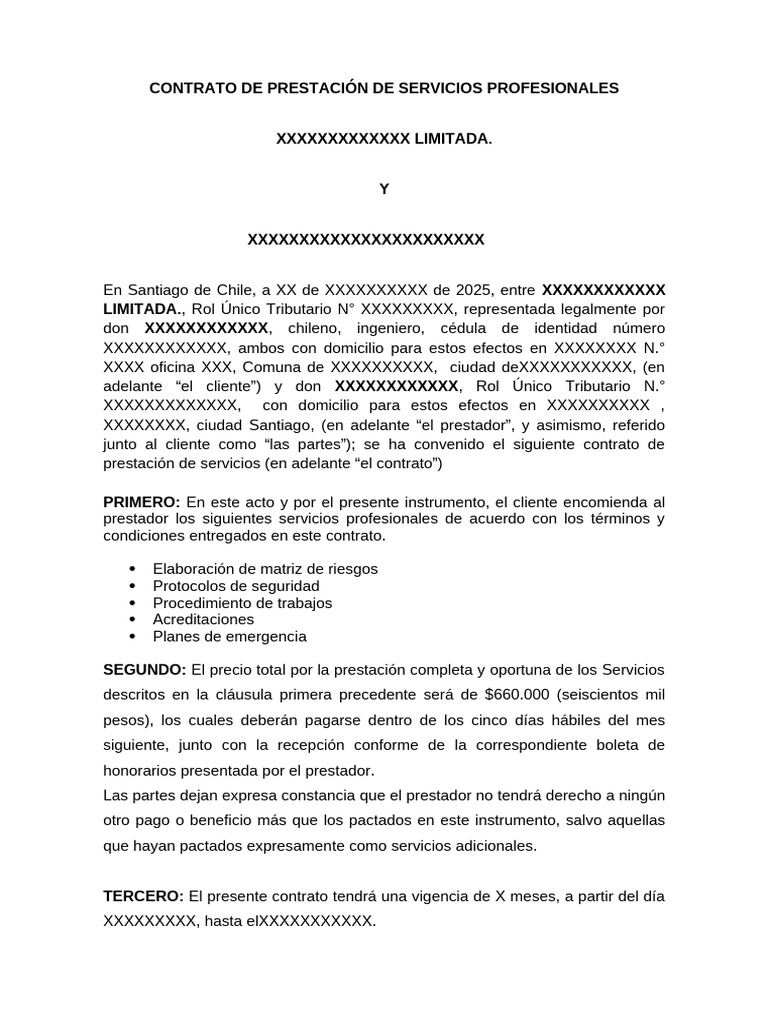 Modelo Contrato de Serv - Profesionales | PDF | Outsourcing