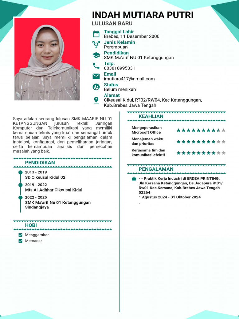 CV Indah Terbaru 2025 | PDF