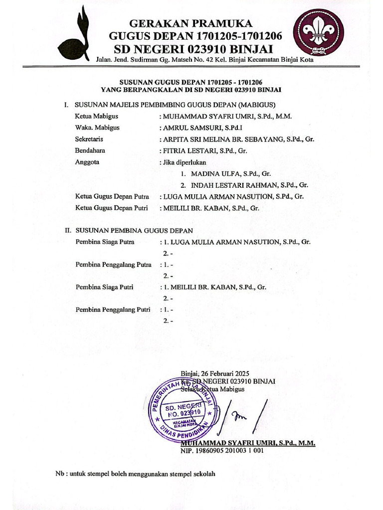 Surat Pendataan Gudep | PDF