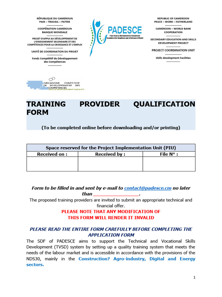 Training Provider Qualification Form | PDF | Economies