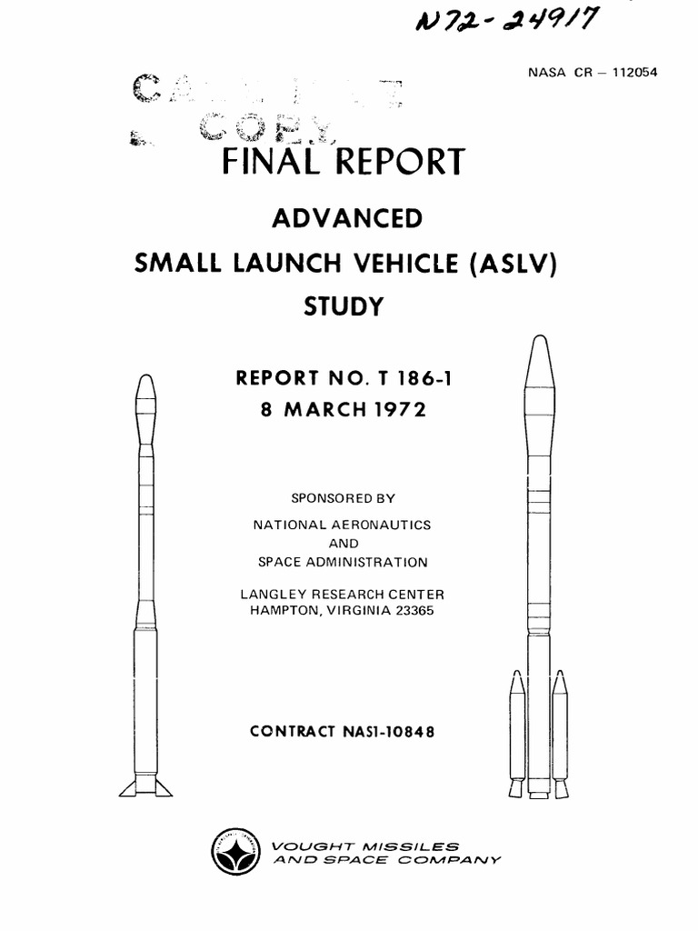 Advanced Small Launch Vehicle Study | PDF | Nasa | Space Shuttle
