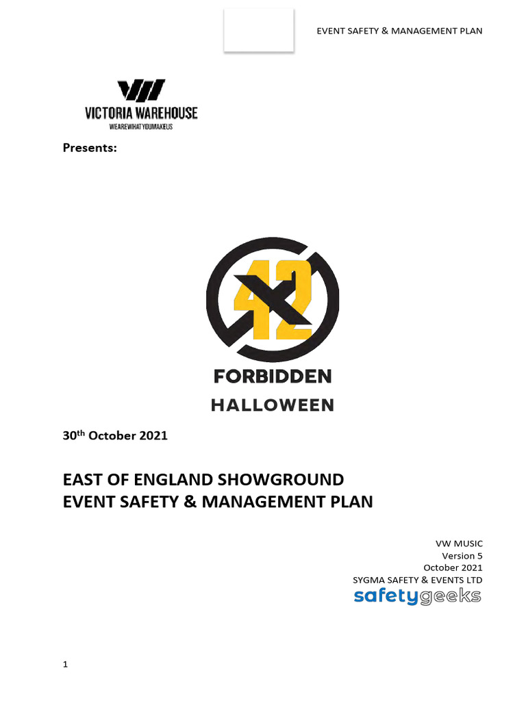 App F - Event Safety Management Plan 2021 | PDF | Occupational Safety And Health | Safety