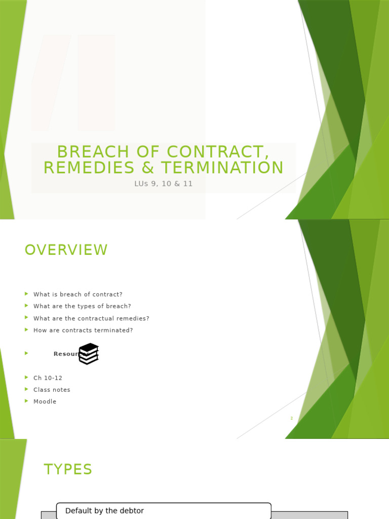 Each of Contract, Remedies Termination | PDF | Breach Of Contract | Justice