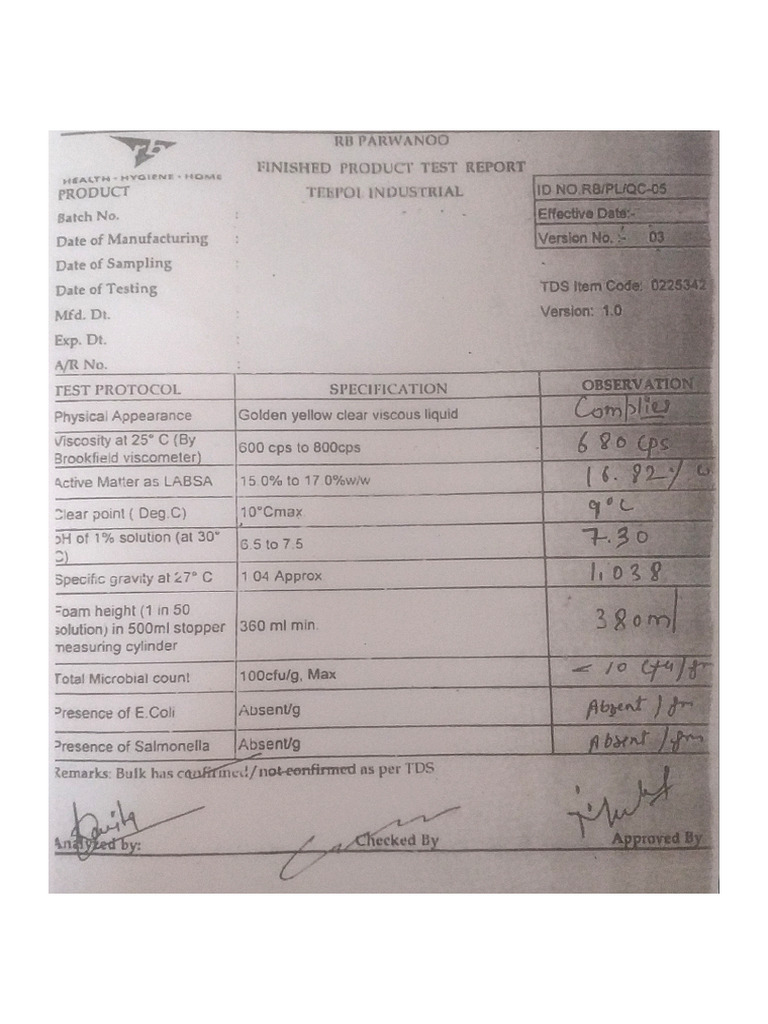 Teepol Certificate | PDF