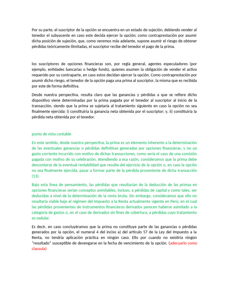 Concepto de Prima en Contabilidad | PDF | Opción (Finanzas) | Economias