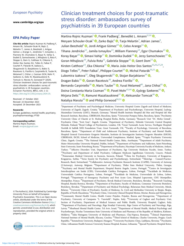 Clinician Treatment Choices For Post-Traumatic... | PDF | Selective ...
