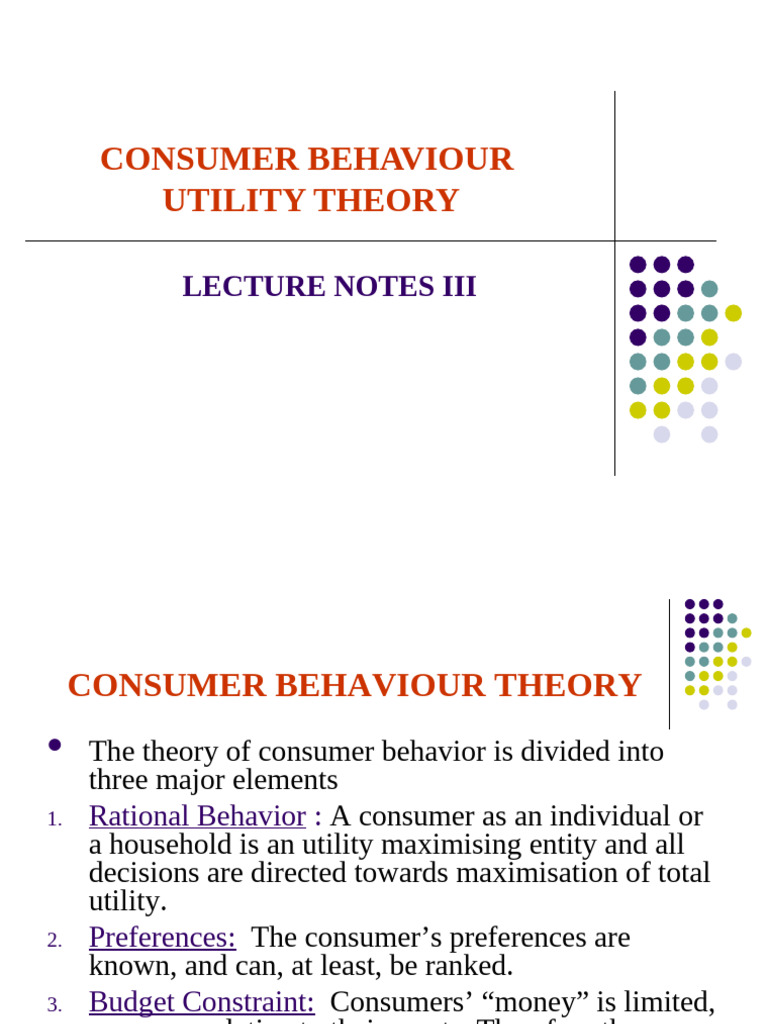 Consumer Behavior and Utility Theory | PDF | Utility | Consumers