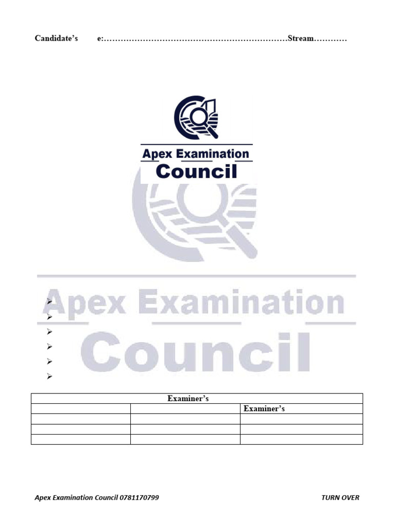 Apex Examination Council 2025 English Paper 1 | PDF | Maize