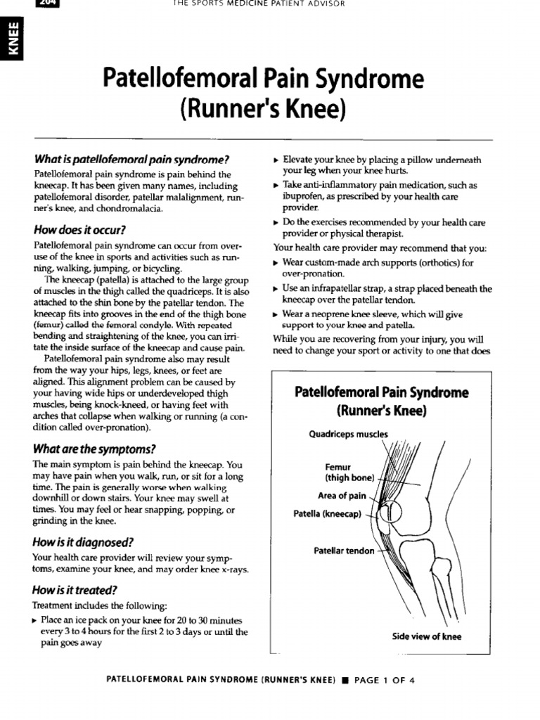 Knee Patellofemoral Pain Syndrome Pfs | PDF