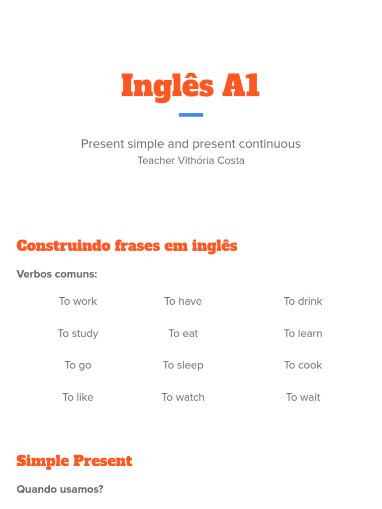 Present Simple and Continuous Guide | PDF | Meal | Eating Behaviors Of ...