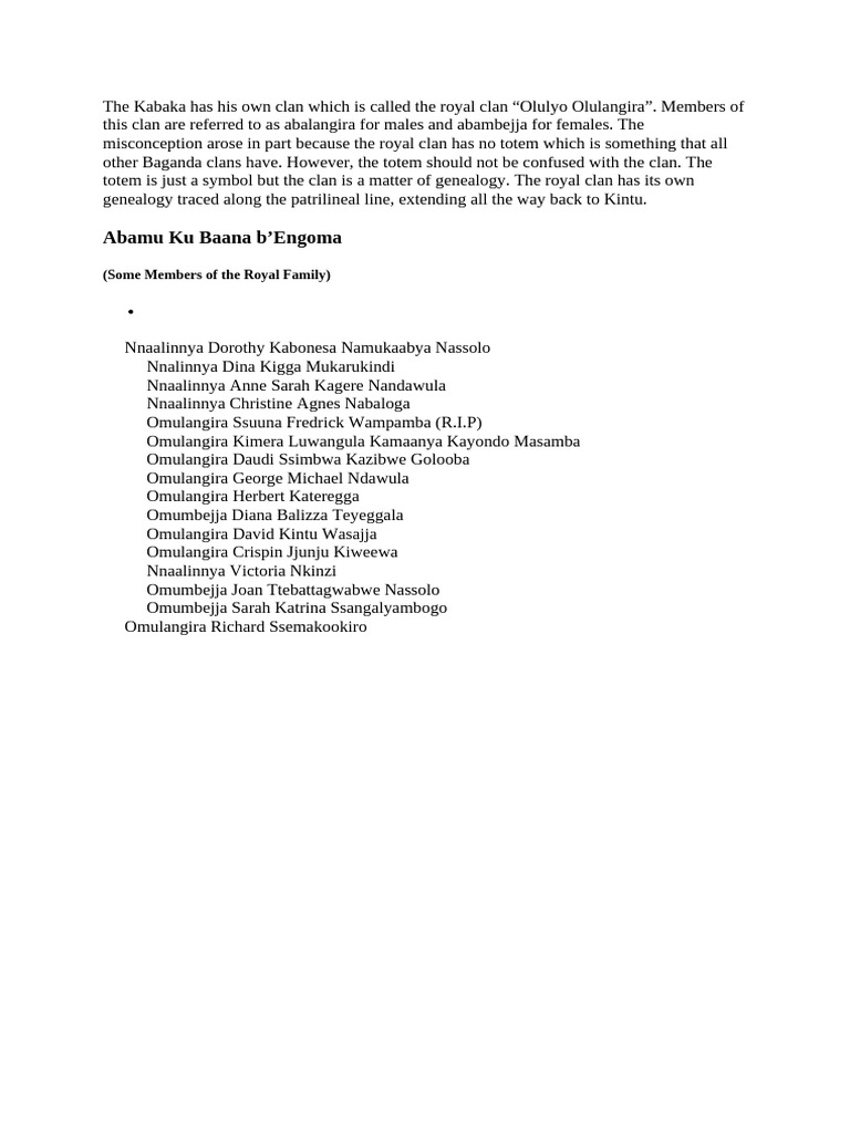 The Clans of Buganda and Images | PDF