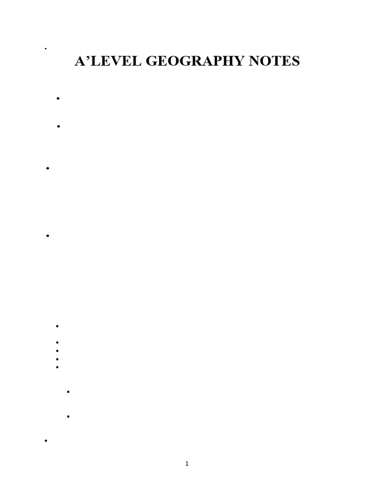 A'Level Geography Notes - Population & Migration Notes-1 | PDF | Total ...