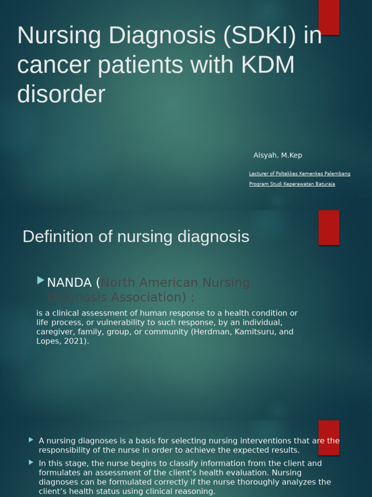 Nursing Diagnosis (SDKI) in Cancer Patients | PDF | Medical Diagnosis ...
