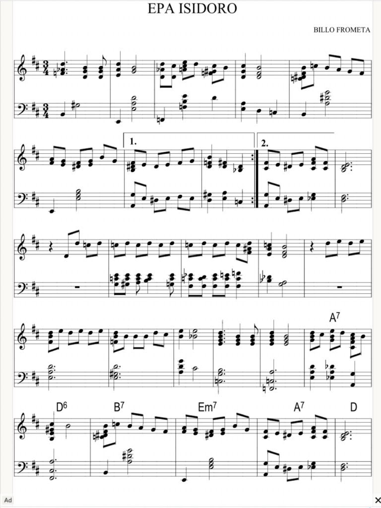 Epa Isidoro - Piano Score | PDF
