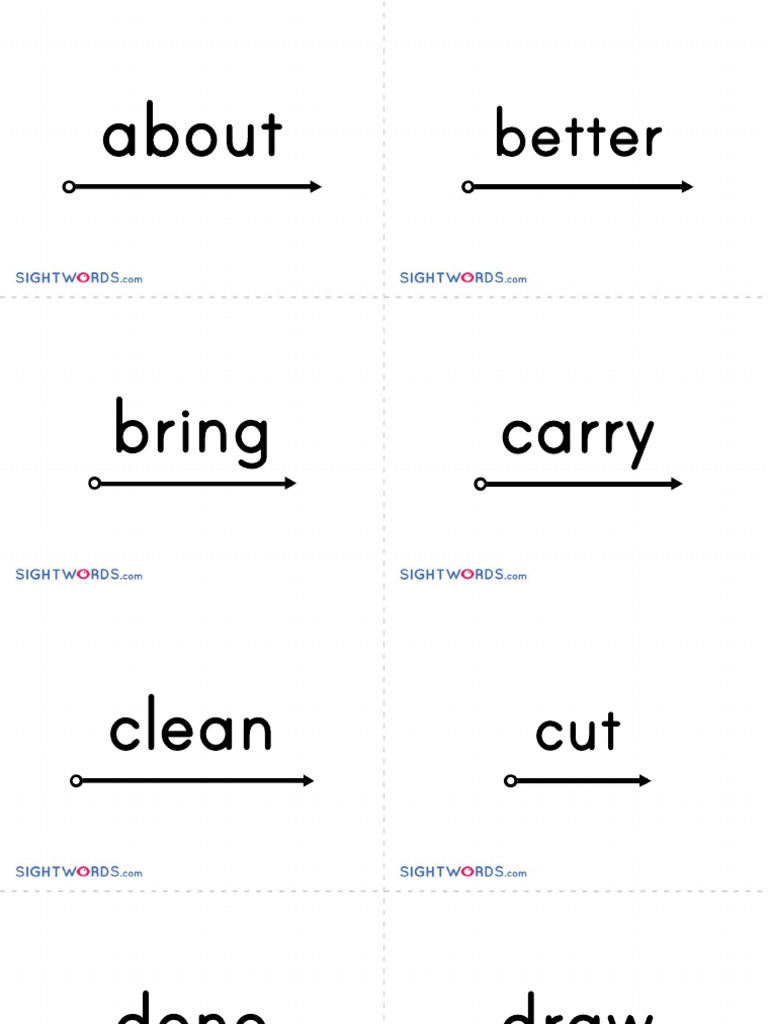 Dolch Sight Words Flash Cards 3rd 4up | PDF