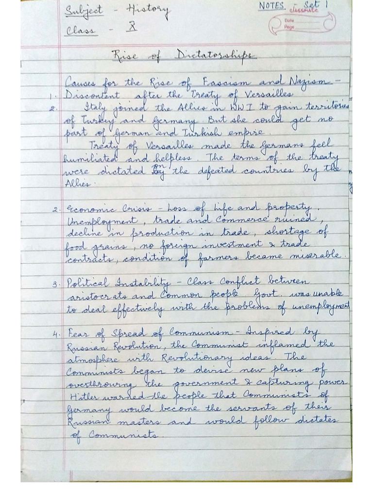 Rise of Dictatorship Notes | PDF