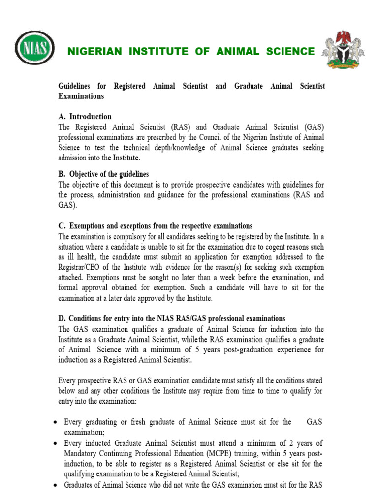 2025 Ras and Gas Examinations Guidelines | PDF