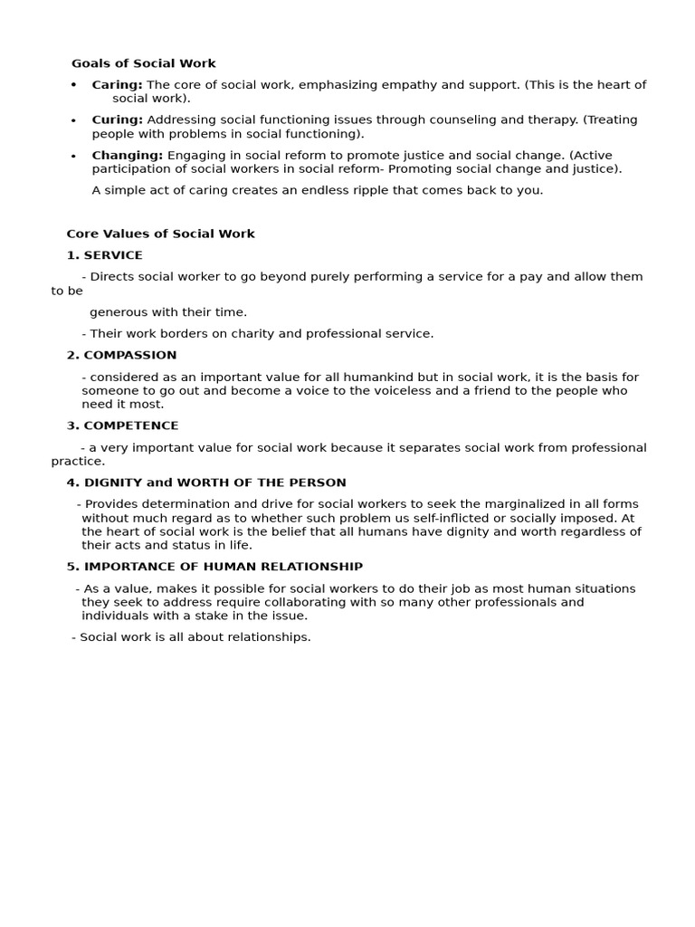 Goals of Social Work | PDF