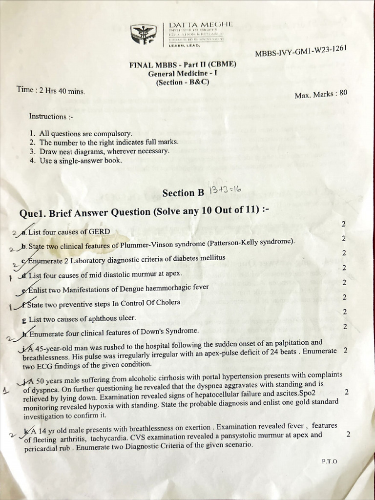 Final MBBS Uni Papers | PDF