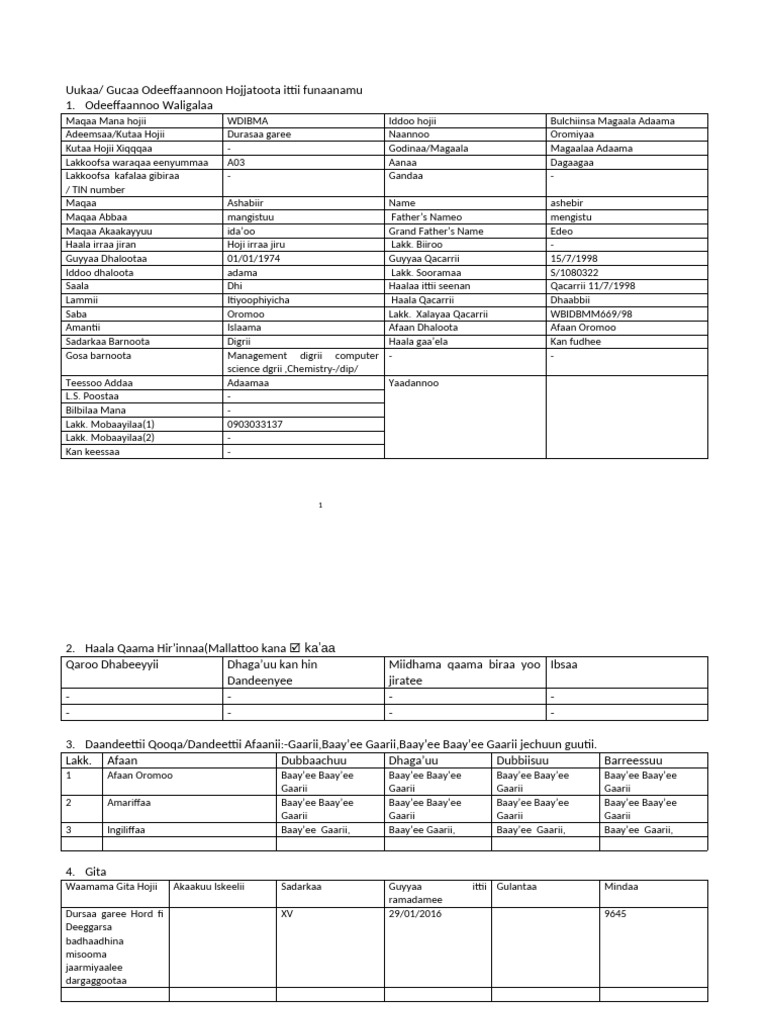 Seenaa Jireenya | PDF