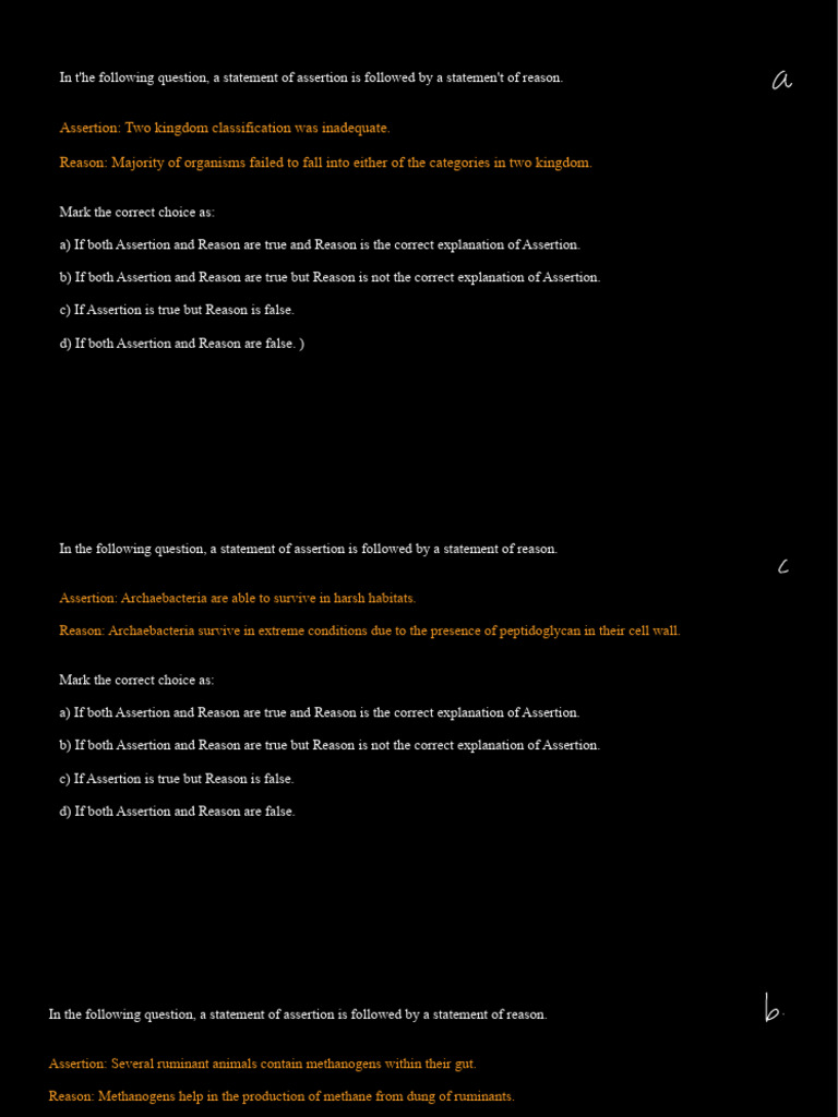 Biological Classification Qns | PDF | Biology | Organisms