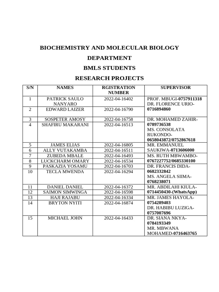 Biochemistry and Molecular Biology Department | PDF