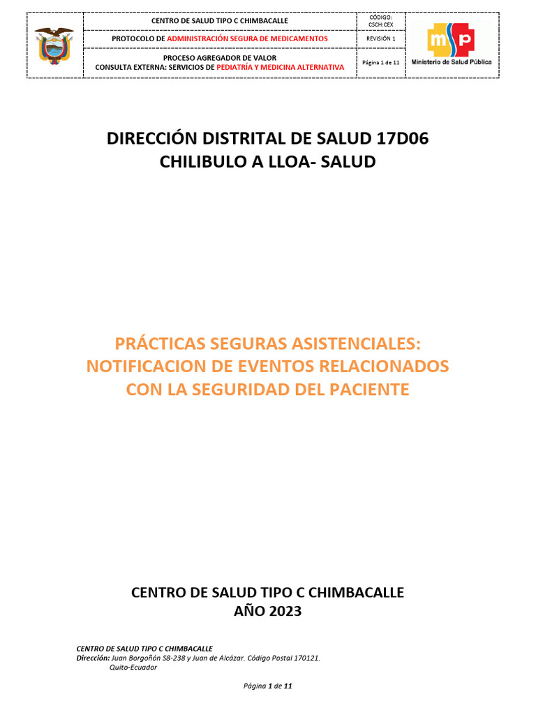 Protocolo Notificacion de Eventos Relacionados Con La Seguridad Del Paciente | PDF | Seguridad ...