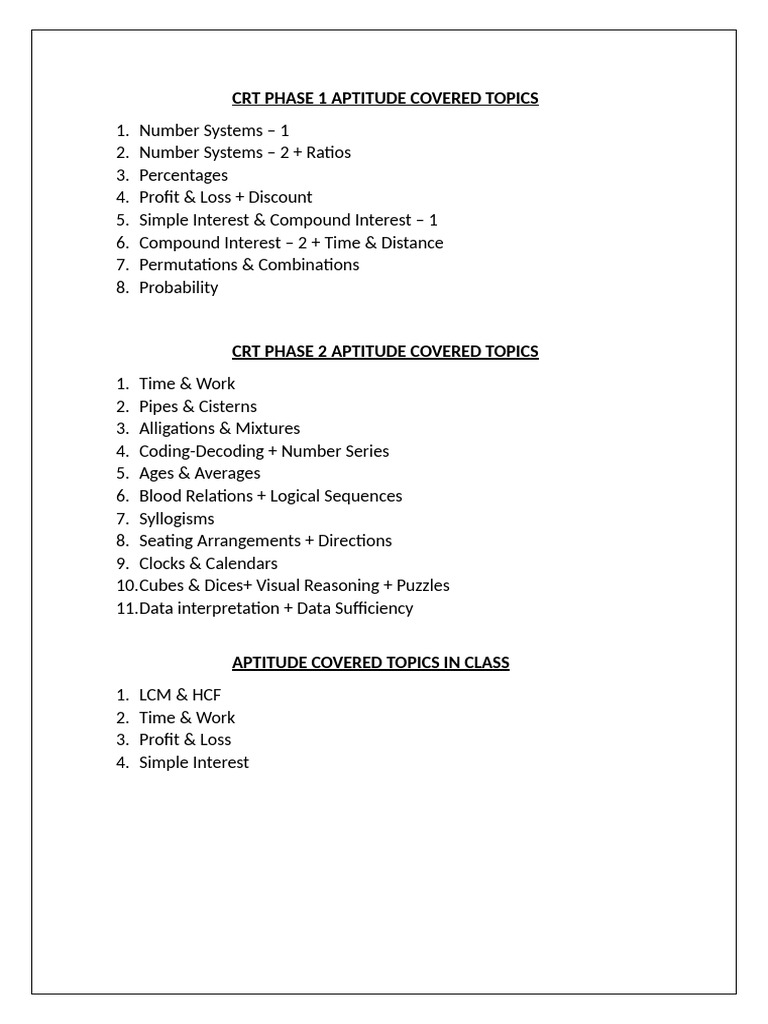 Aptitude Covered Topics | PDF