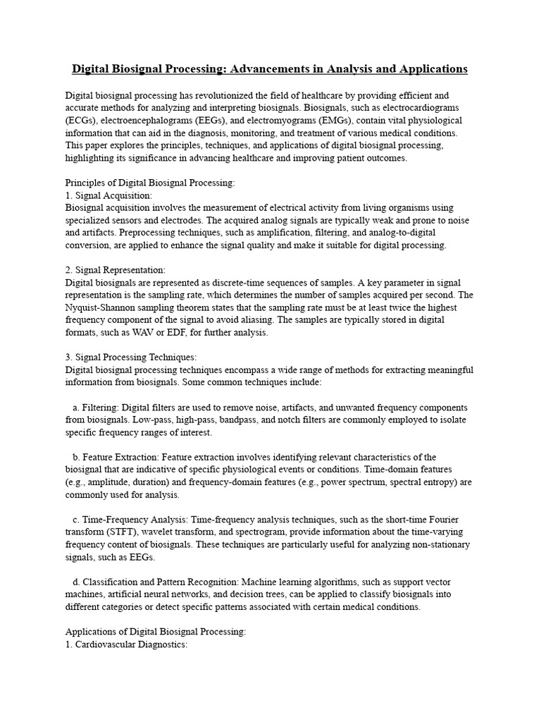 Digital Biosignal Processing in Healthcare | PDF ...