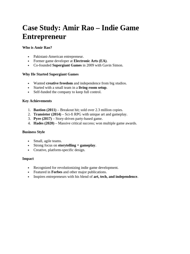Case Study Amir Rao | PDF