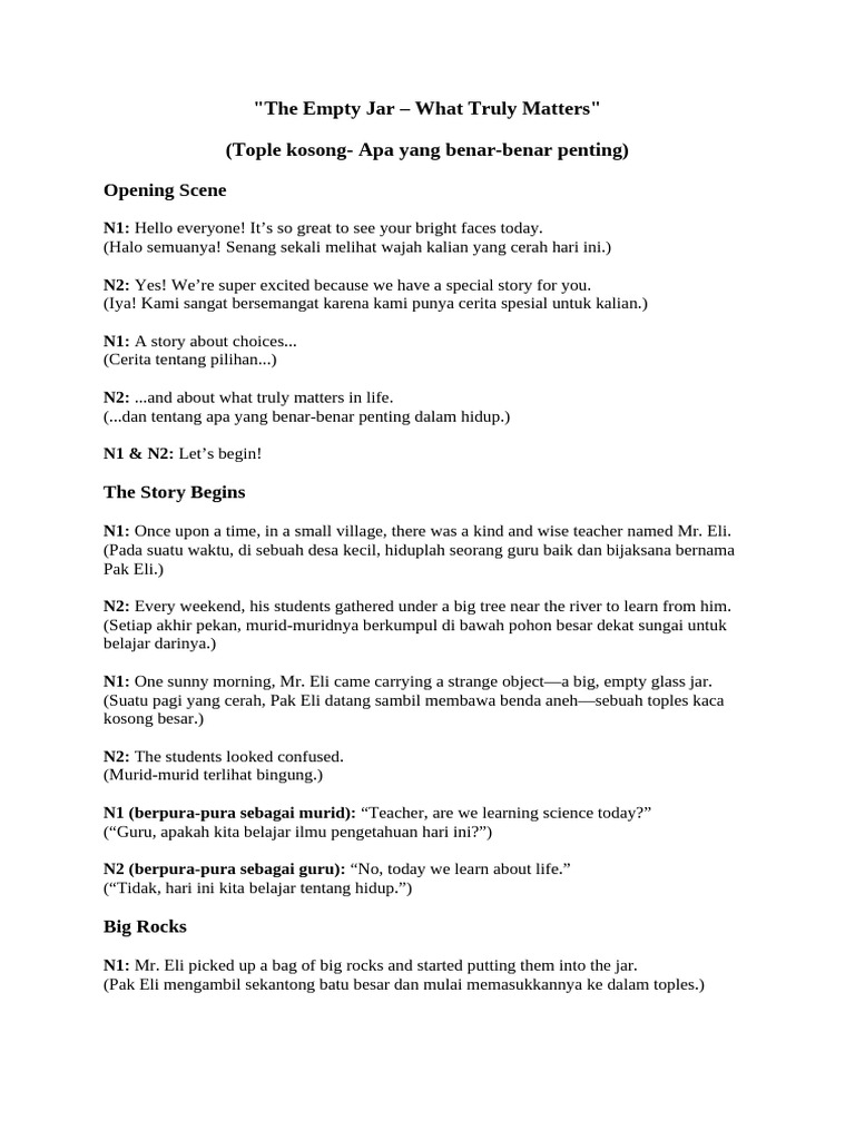 The Empty Jar (Naskah Story Telling) | PDF